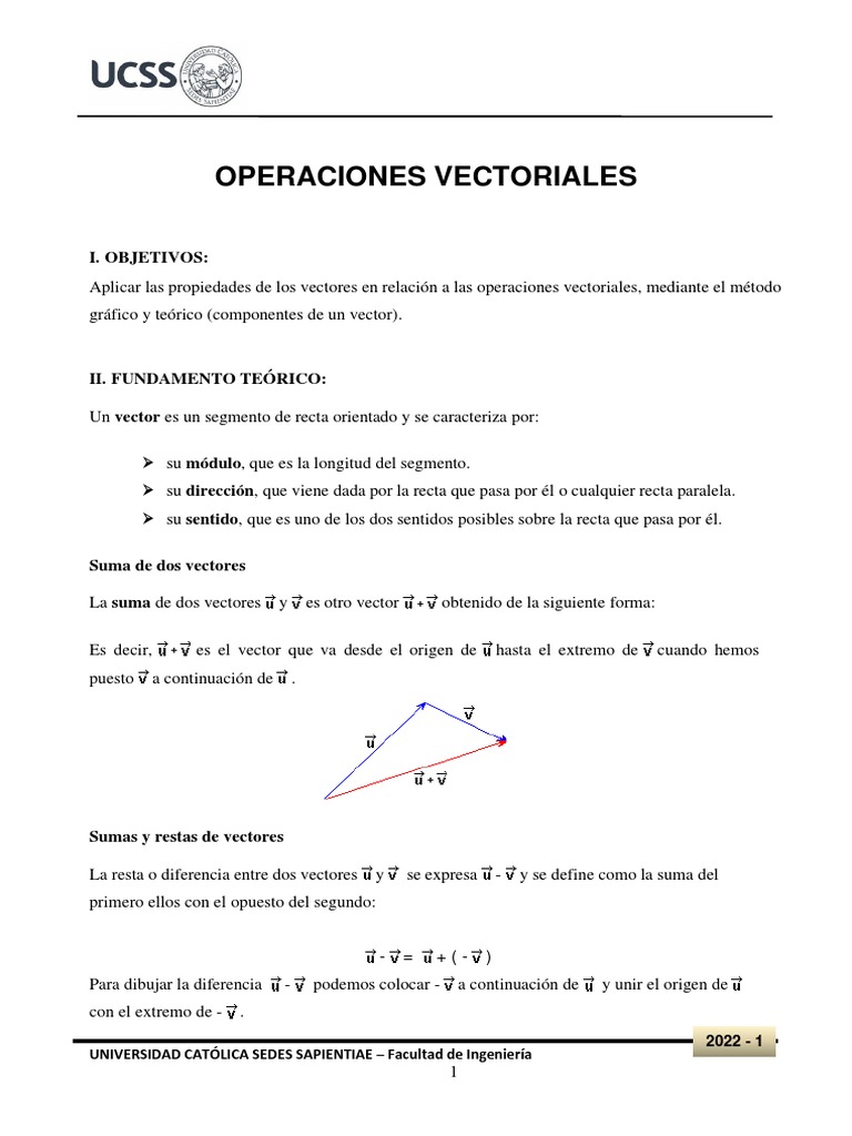 LAB. N°1 (Operaciones Vectoriales) | PDF | Vector Euclidiano | Matemáticas