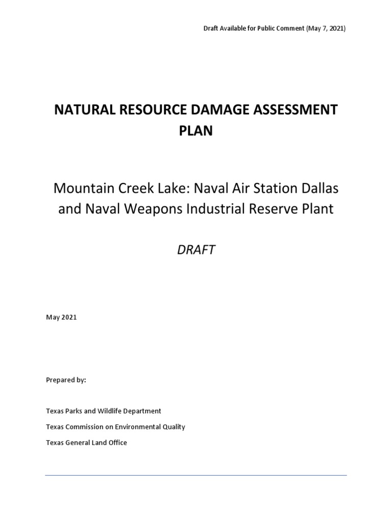 Mountain Creek Lake and Hensley Field - Assessment Plan | PDF ...