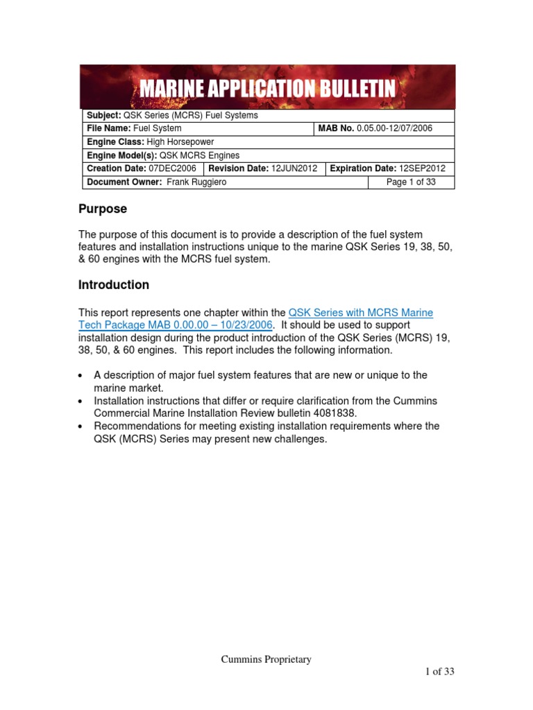 QSK Series MCRS Fuel Systems 12 Jun 12 Rev12-3 | PDF | Fuel Injection ...
