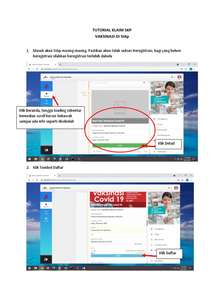 Tutorial Klaim SKP Vaksinasi | PDF