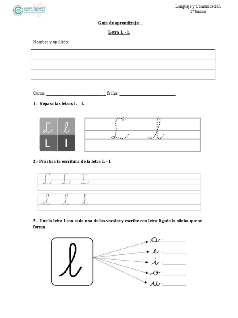 Guía de la letra L para 2° básico | PDF