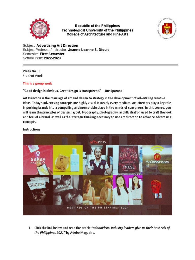 Art Direction in Advertising Course Work | PDF | Art