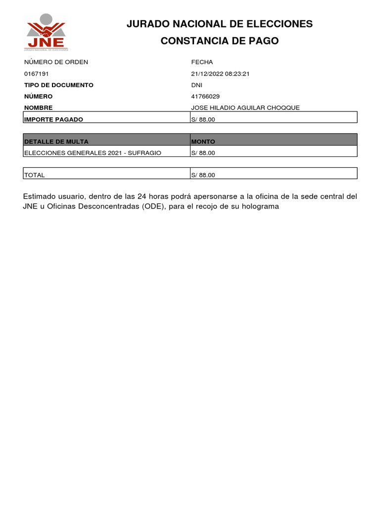 Constancia de Pago | PDF