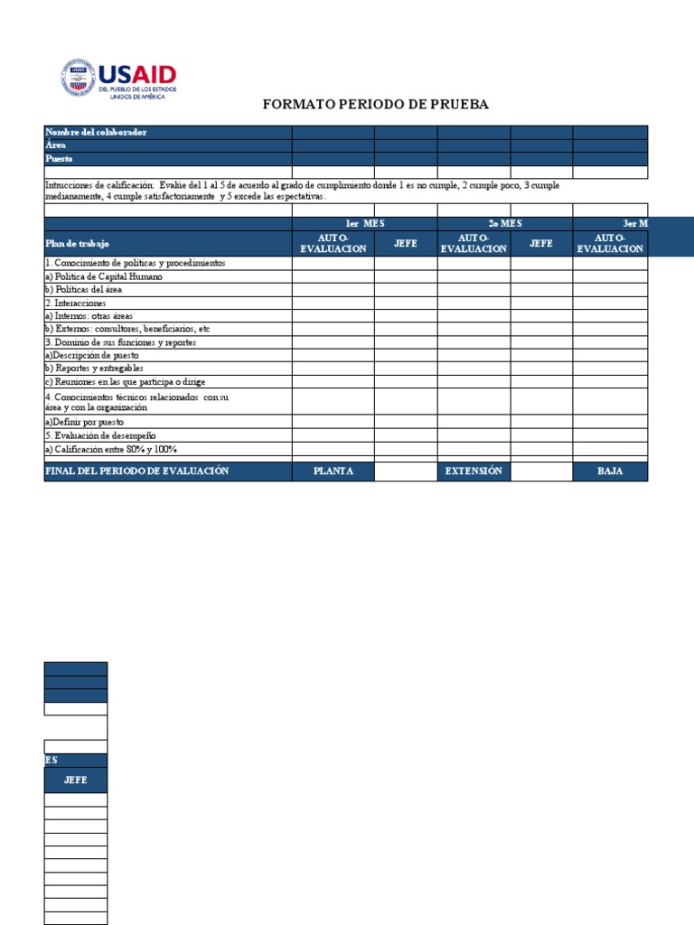 Formato Periodo de Prueba | PDF