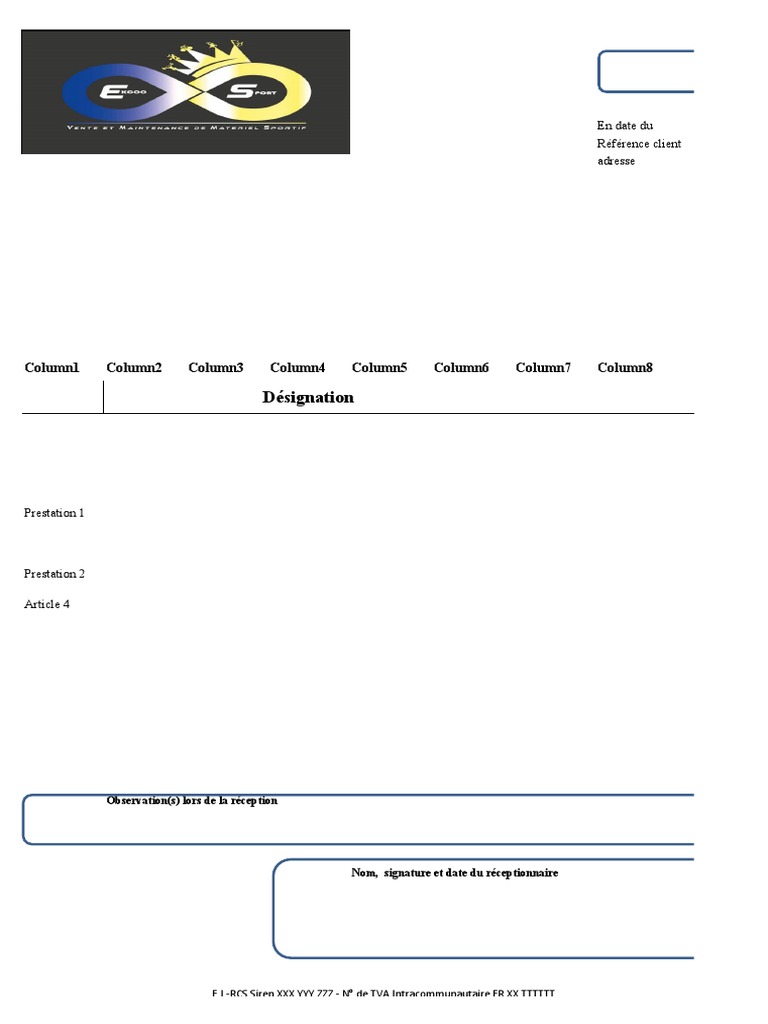 Exemple Bon de Livraison Excel | PDF