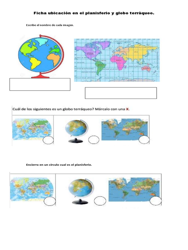 Ficha Ubicación en El Planisferio y Globo Terráqueo | PDF