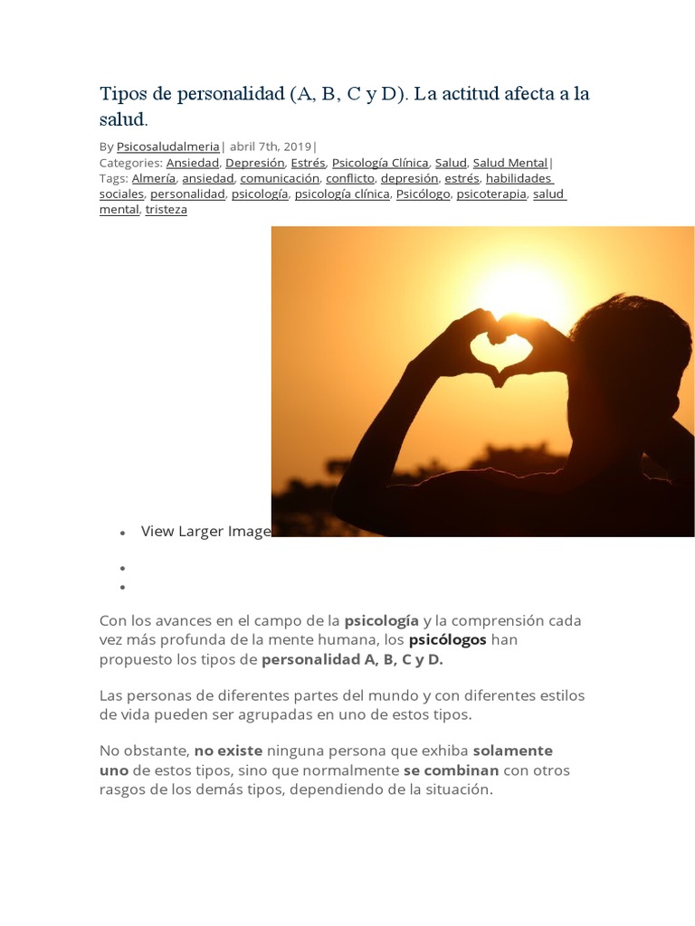 Tipos de Personalidad: A, B, C y D | PDF | Depresión (estado de ánimo ...