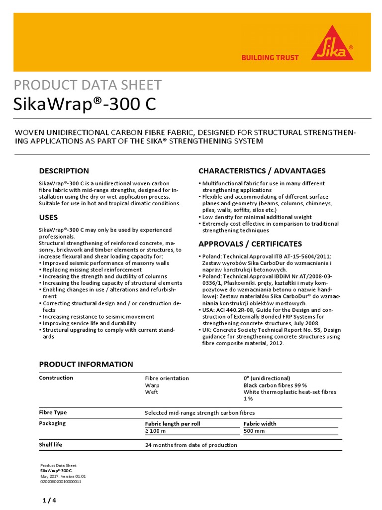 Sikawrap - 300 C | PDF | Fibers | Fibre Reinforced Plastic