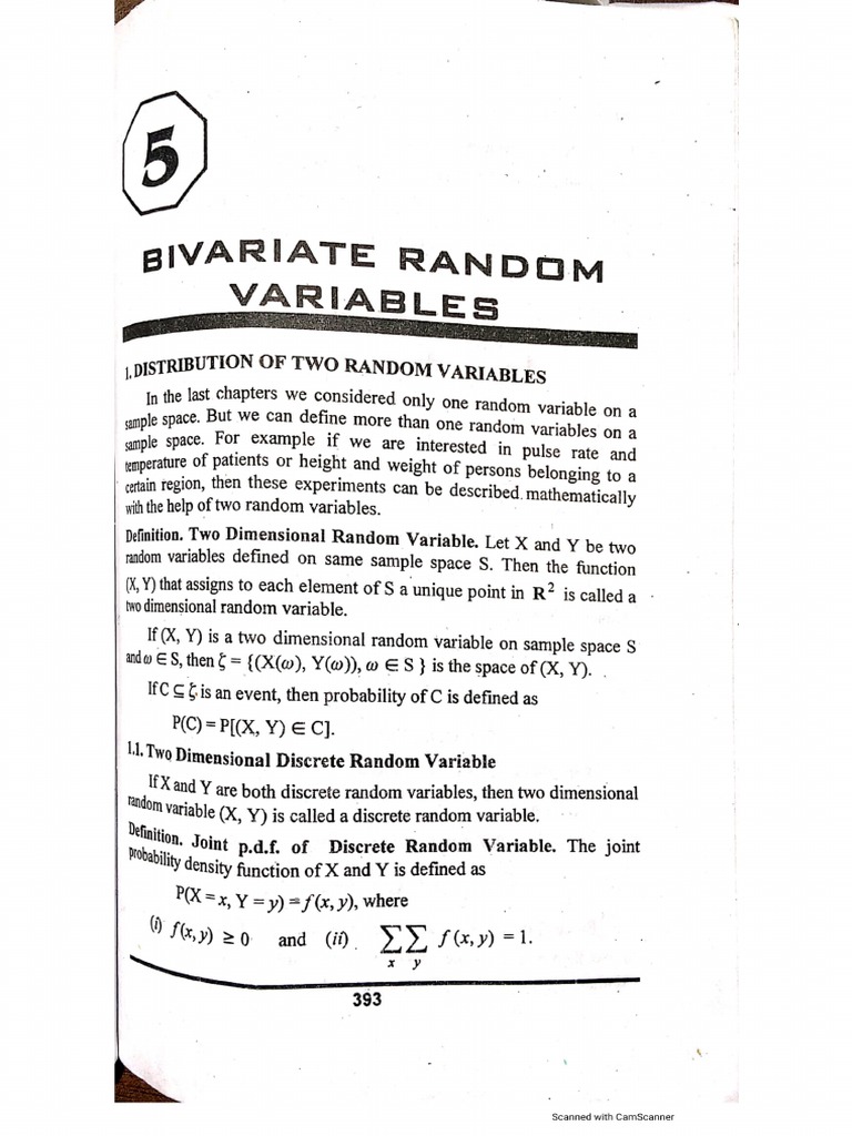 Bivariate Random Variables Pdf