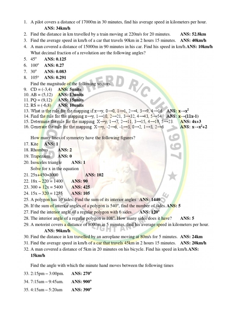 JSMQ Preparations - Mathematics Set-1 | PDF | Rectangle | Area