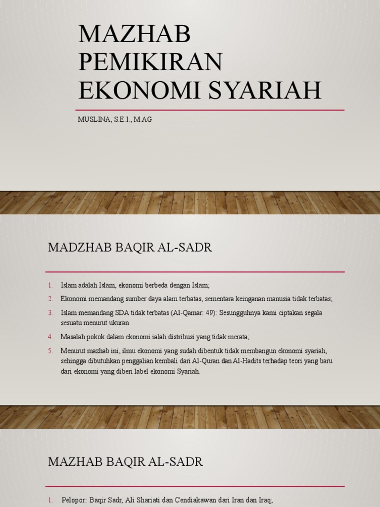 Mazhab Pemikiran Ekonomi Syariah | PDF