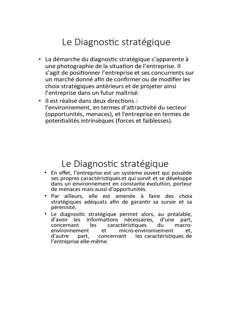 Diagnostique Strategique | PDF