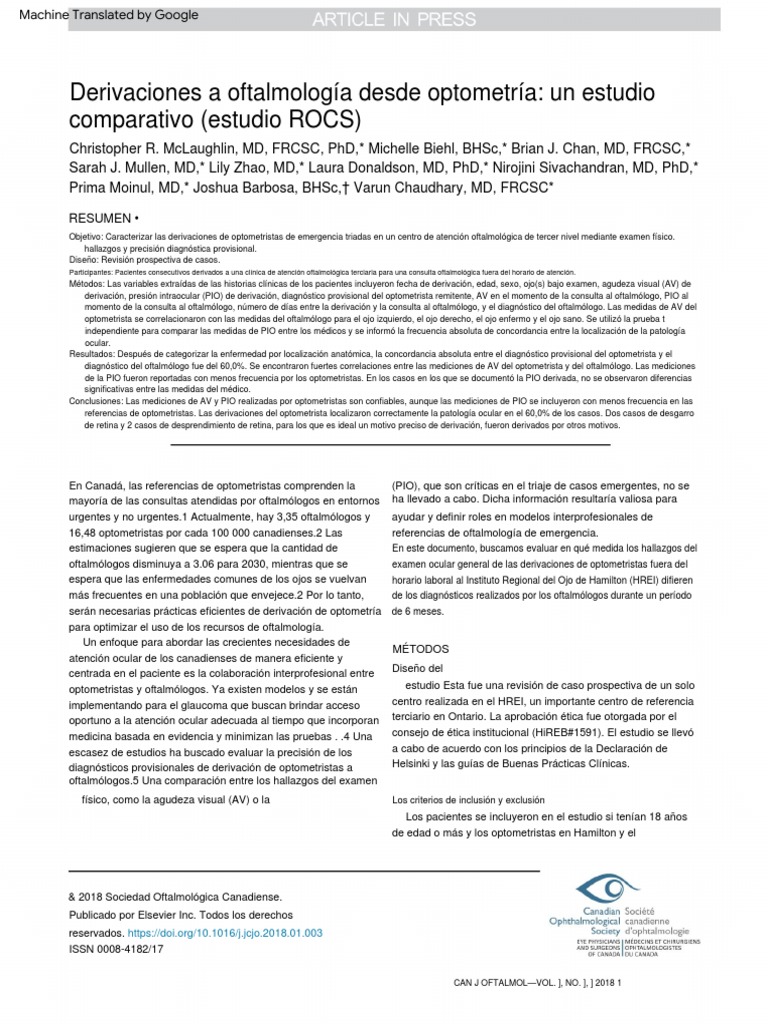 Ophthalmology Referrals From Optometry A Comparative | PDF | Ojo humano ...