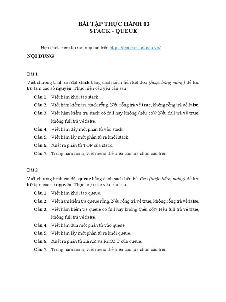 Lab 03 - Stack Va Queue | PDF Lab 03 - Stack Va Queue | PDF