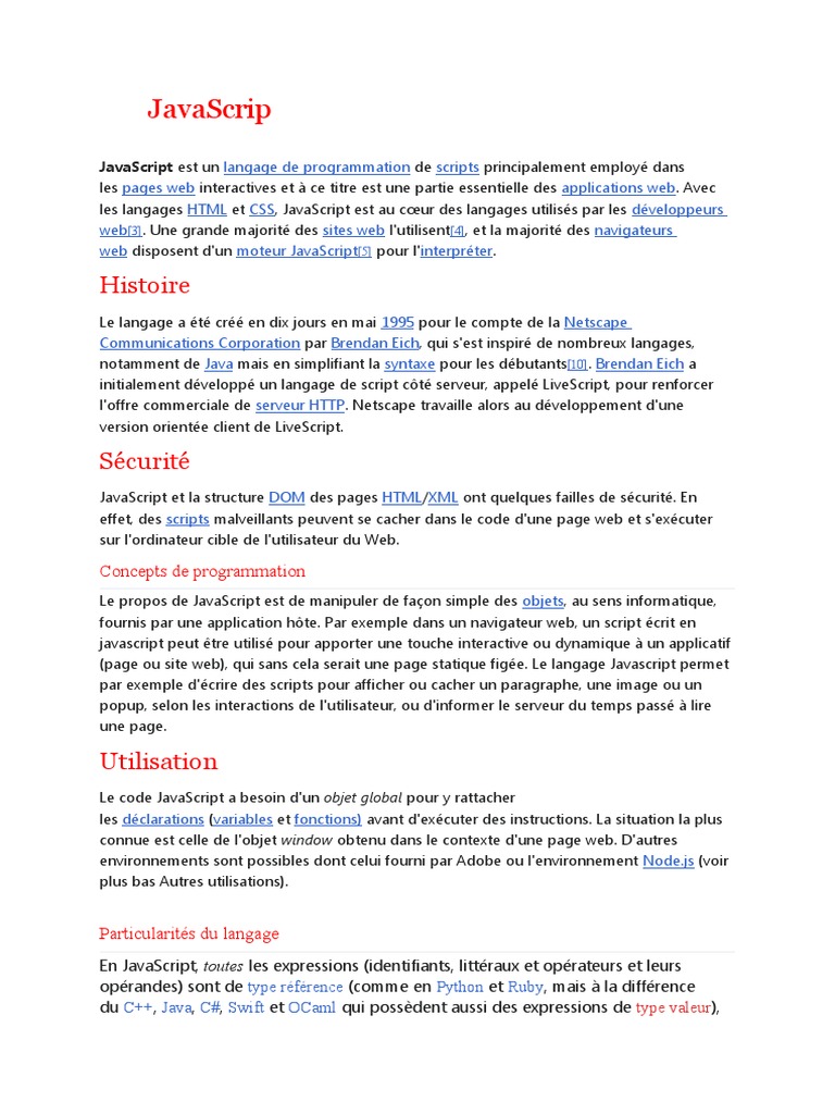 Javascrip: Histoire | PDF | JavaScript | Internet