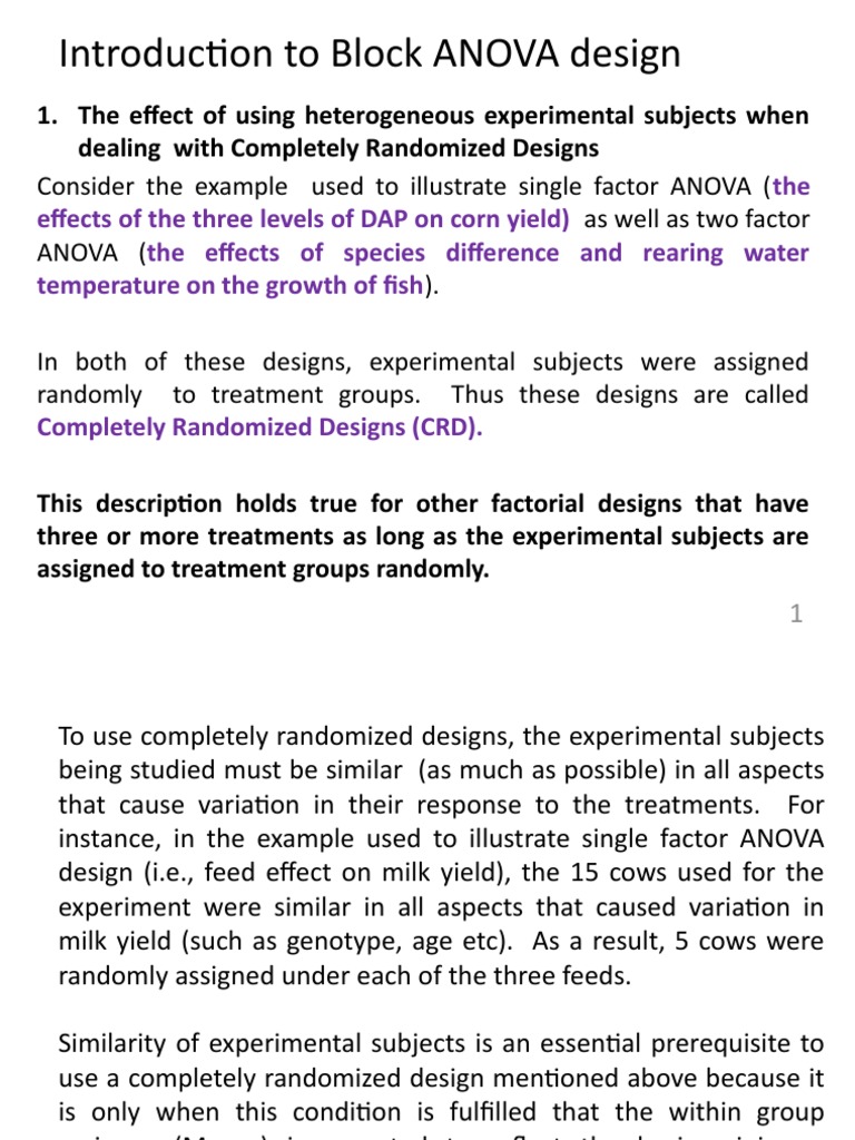 Block ANOVA Design Plant Science Example | PDF | Analysis Of Variance | Experiment