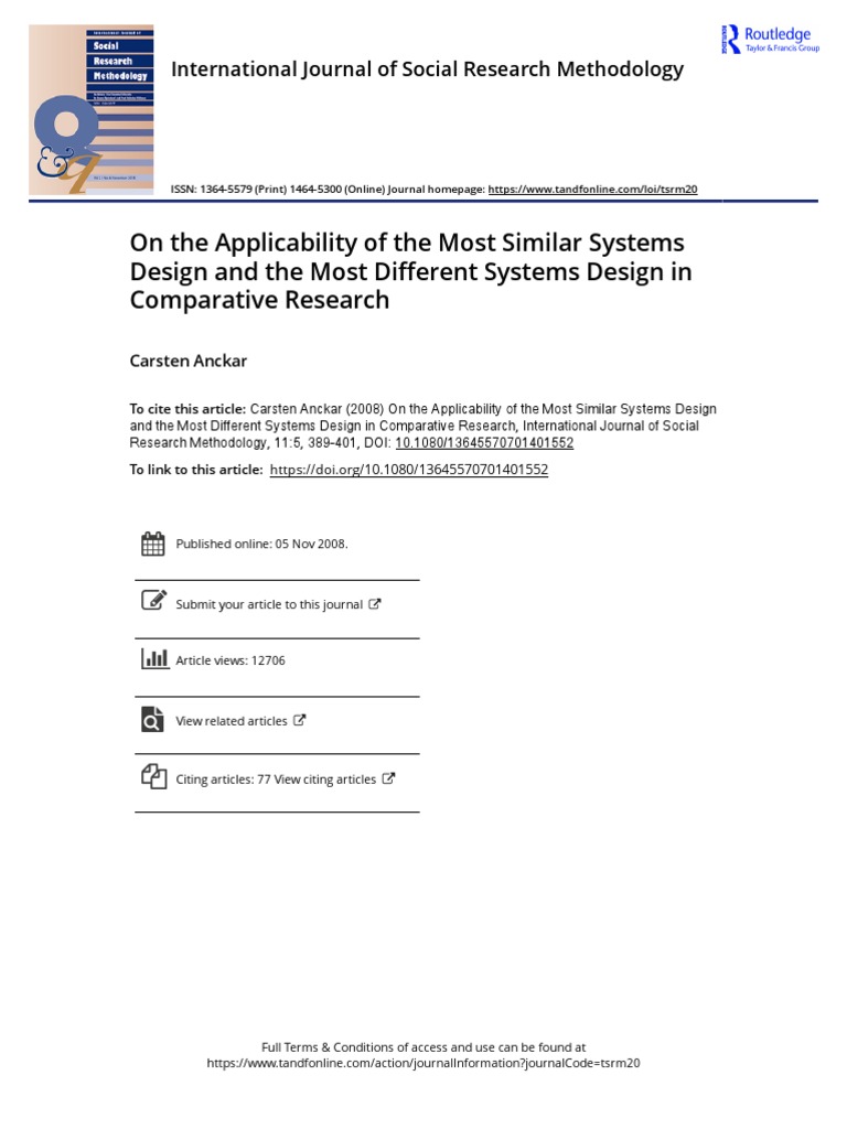 On The Applicability of The Most Similar Systems Design and The Most Different Systems Design in ...