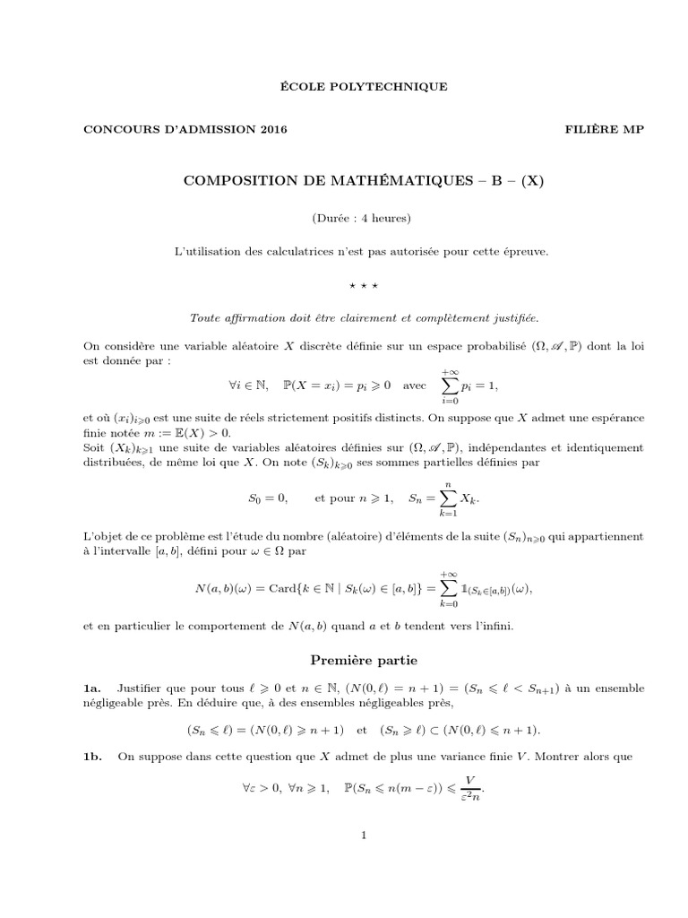 Concours Maths MP 2016 | PDF | Limite (mathématiques) | Analyse ...