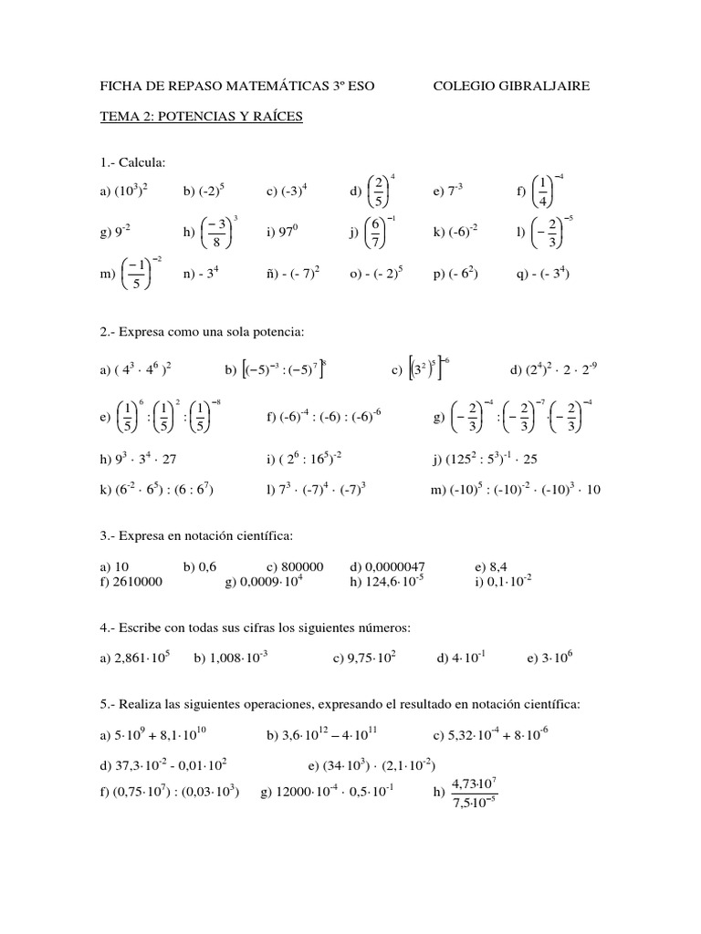 Ficha de Repaso Mat Aca 3º T2 | PDF
