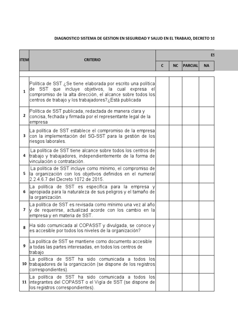 Evaluacion Estandares SST | PDF | Ciencias de la Salud