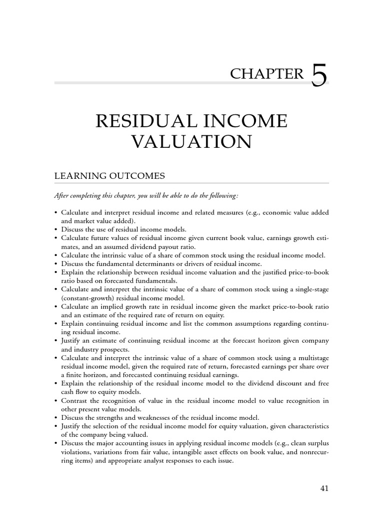 Lesson 5 Residual | PDF | Discounted Cash Flow | Valuation (Finance)