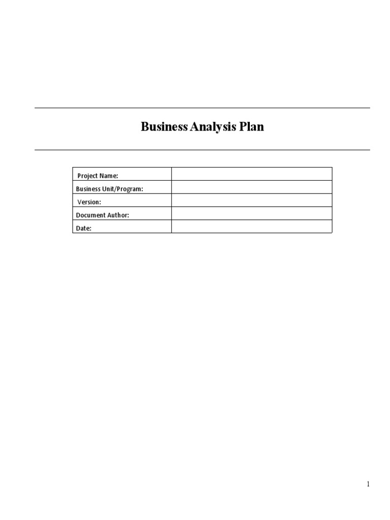 Business Analysis Plan | PDF | Business Analysis | Risk