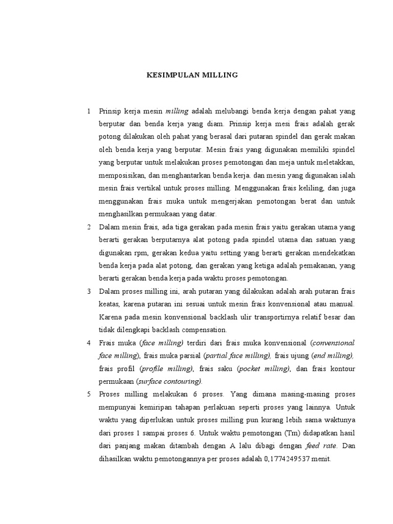 15 Kesimpulan Milling | PDF