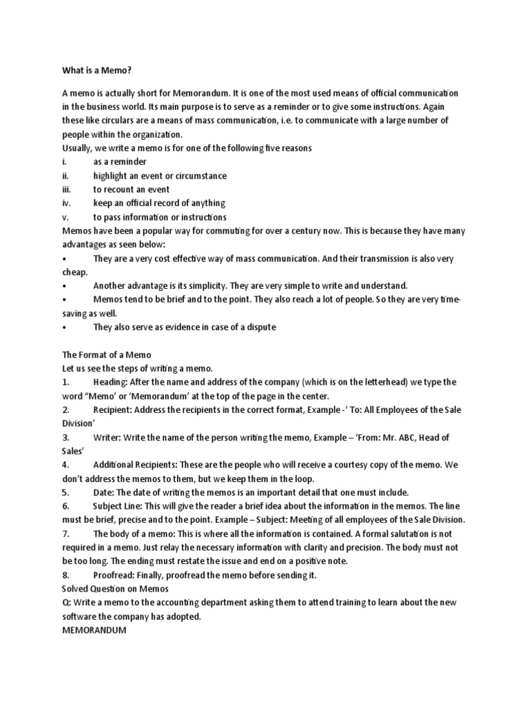 An Informative Guide To Memos Their Purpose Format And Examples Pdf Memorandum
