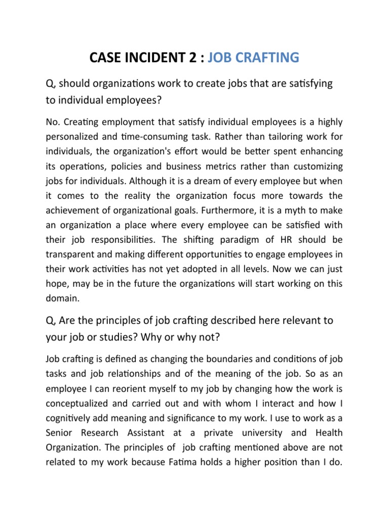 Job Crafting: Benefits and Drawbacks | PDF | Employment | Psychological ...