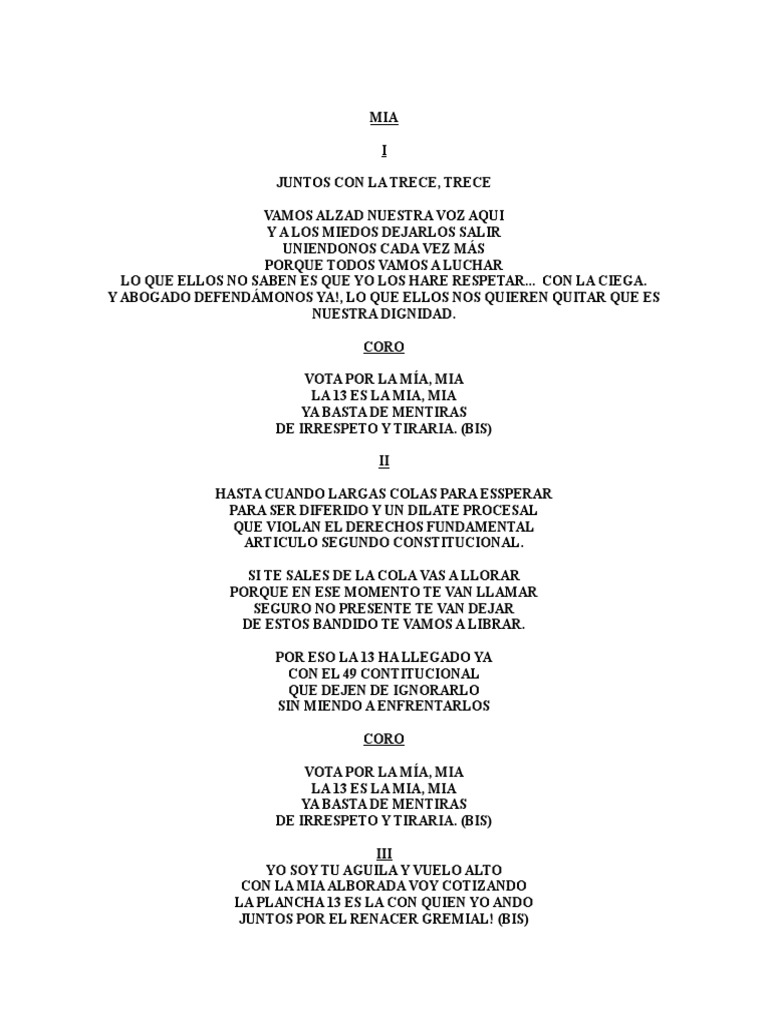Letra Mia | PDF