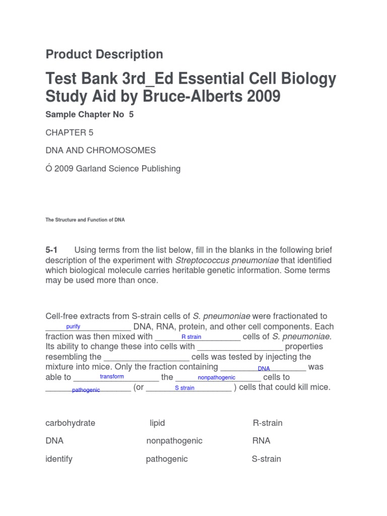 CH 5 Test Bank For Essential Cell Biology 3rd Edition Alberts | PDF ...