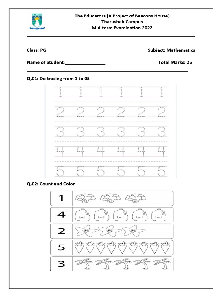 The Educators Tharushah Campus Mid-term Examination 2022 PG Mathematics | PDF