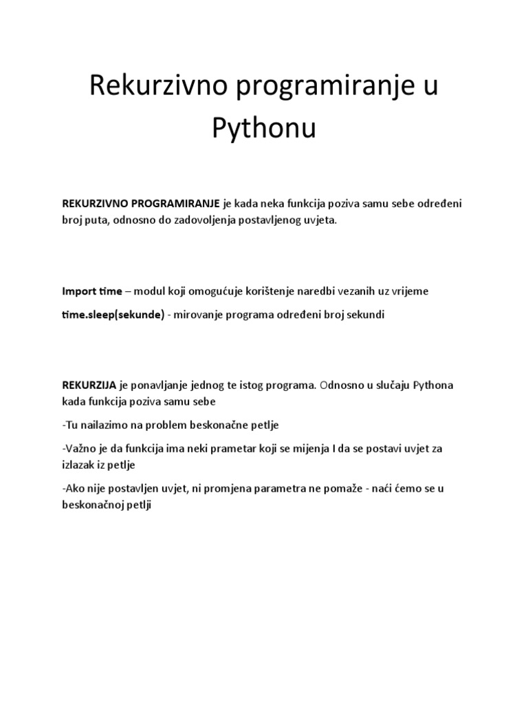 Rekurzivno Programiranje U Pythonu | PDF