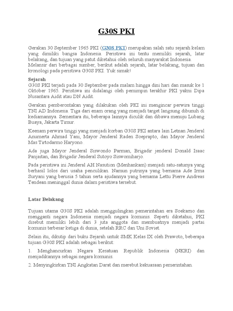 Sejarah Kelam G30S PKI | PDF