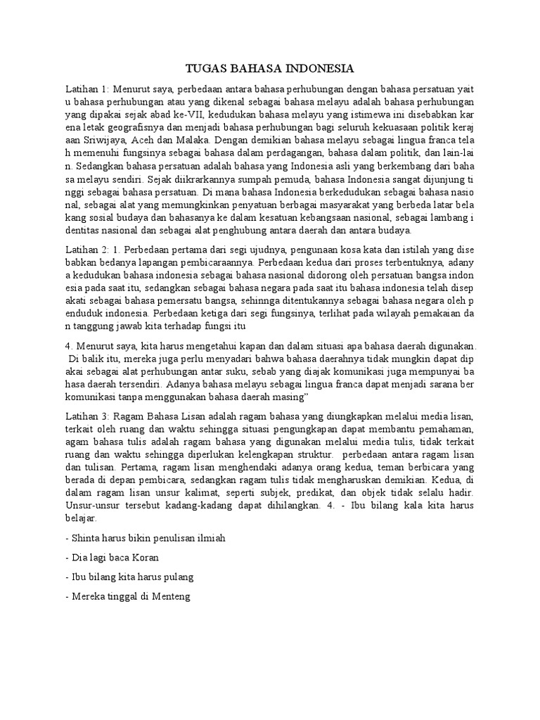 Tugas Bahasa Indonesia | PDF | Kajian Bahasa Asing