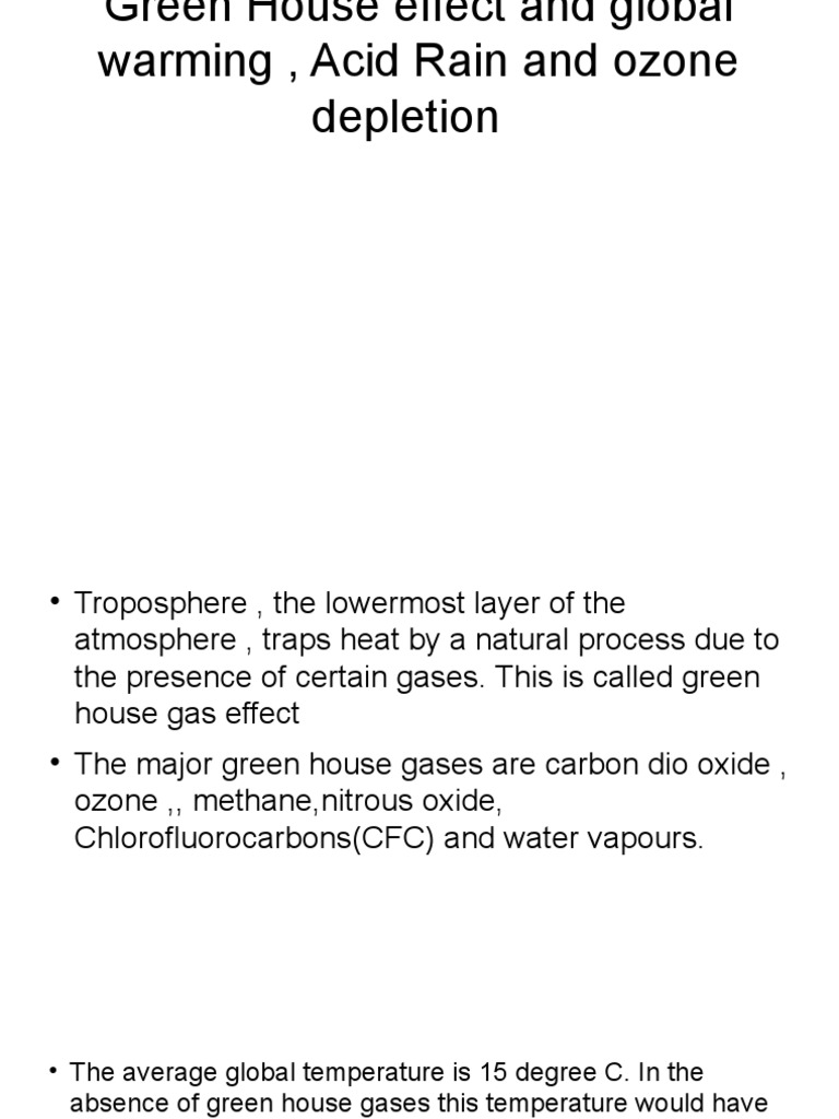 Global Warming, Green House Effect, Ozone Depletion, Acid Rain | PDF ...