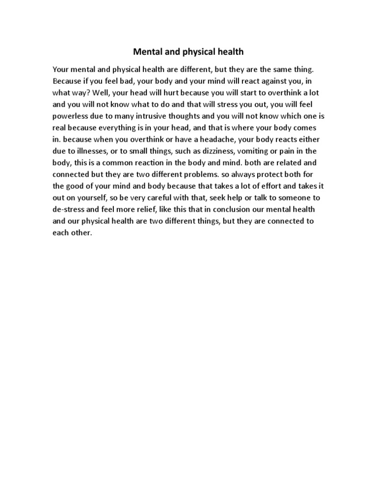 Mental and Physical Health Essay | PDF