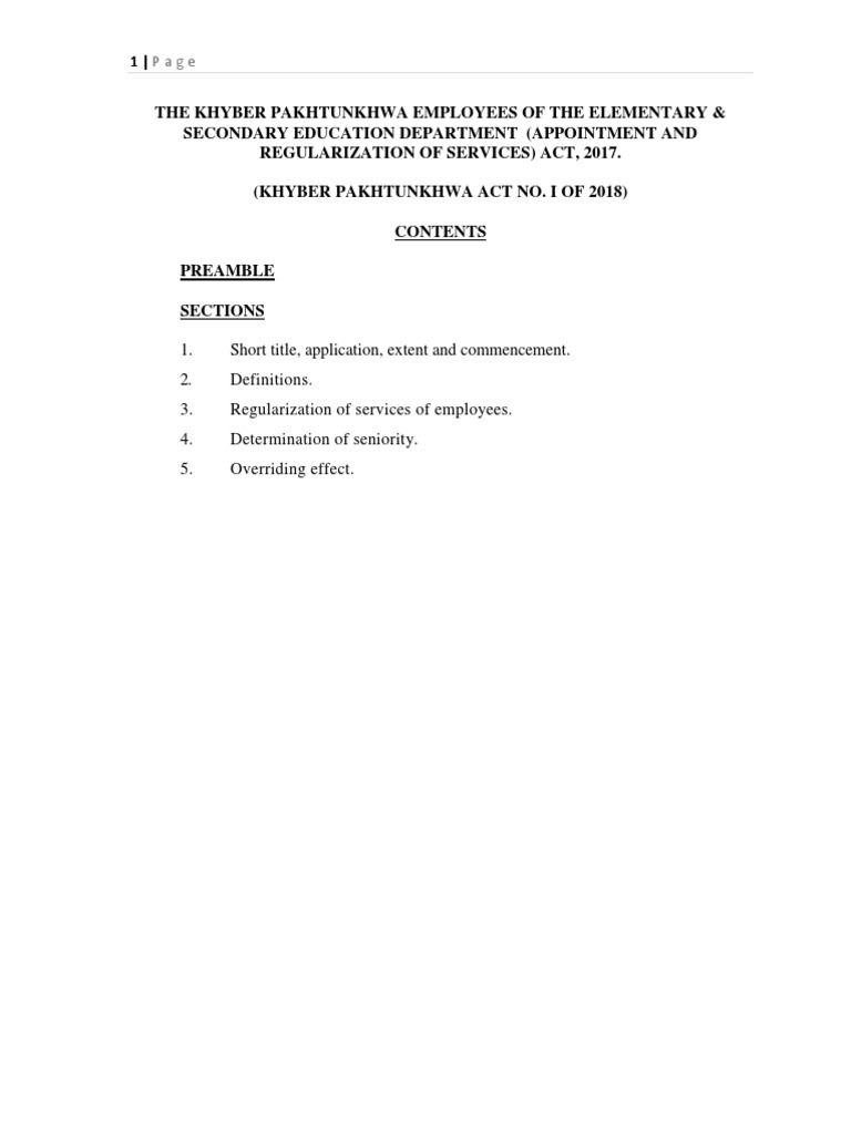 The Khyber Pakhtunkhwa Employees of The Elementary and Secondary ...