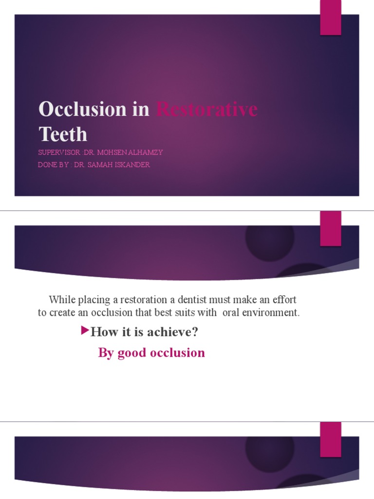 Occlusion in Restorative Dentistry | PDF | Dentistry Branches | Dental ...