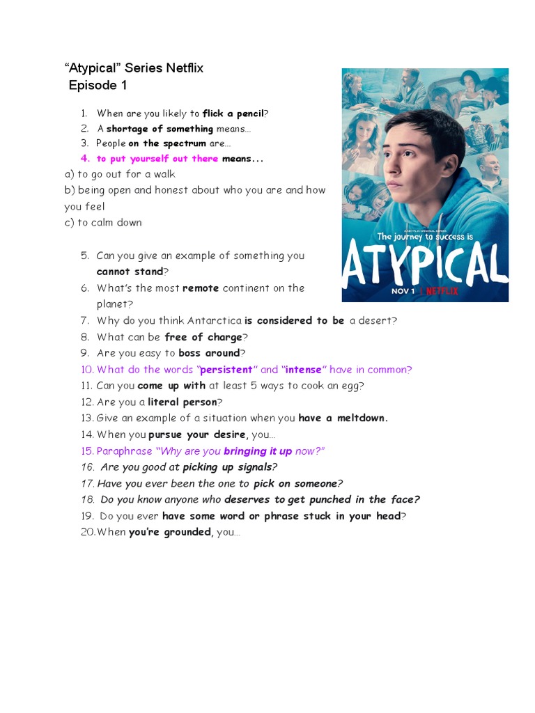 "Atypical" Series Netflix Episode 1 | PDF | General Fiction