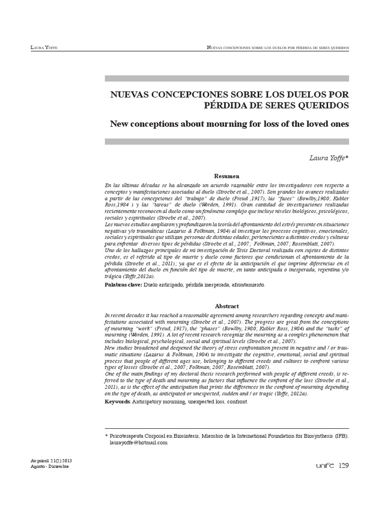 Nuevas Concepciones Sobre Los Duelos Por | PDF | Dolor | Las emociones