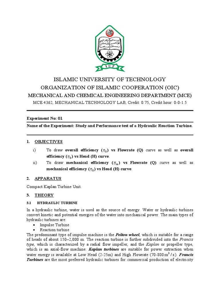 Experiment Reaction Turbine | PDF | Turbine | Mechanical Engineering