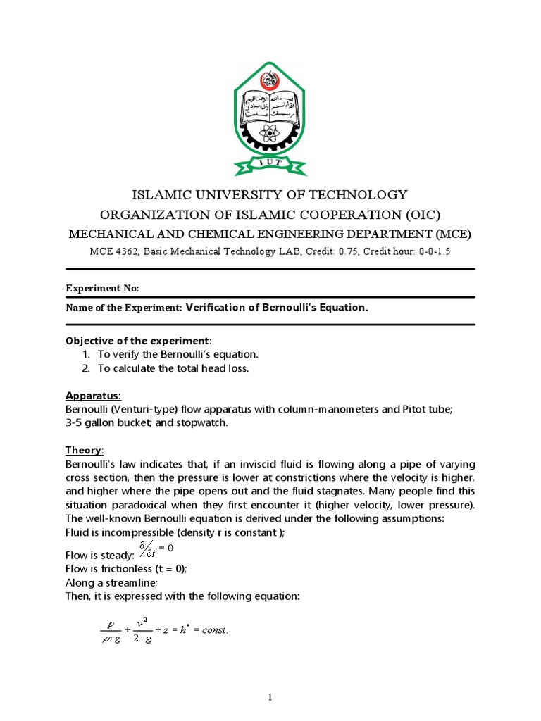 Bernoulli Experiment | Download Free PDF | Fluid Dynamics | Applied And ...
