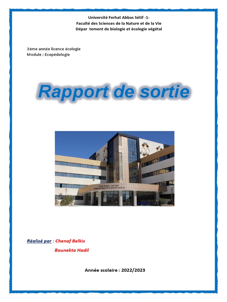 Rapport de Sortie | PDF | Épuration des eaux | Sciences physiques