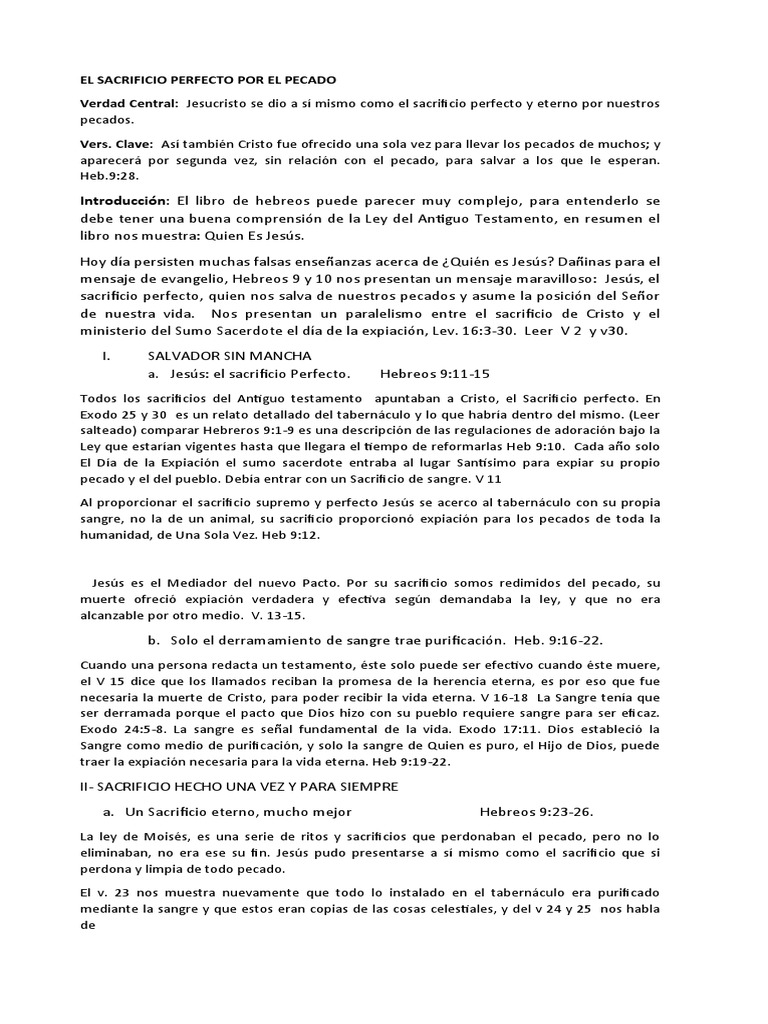 El Sacrificio Perfecto Por El Pecado Pdf Jesús Pecado