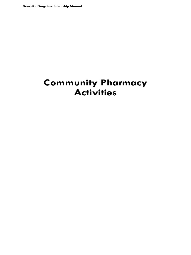 Community Pharmacy Activities | Download Free PDF | Pharmacy | Medical ...