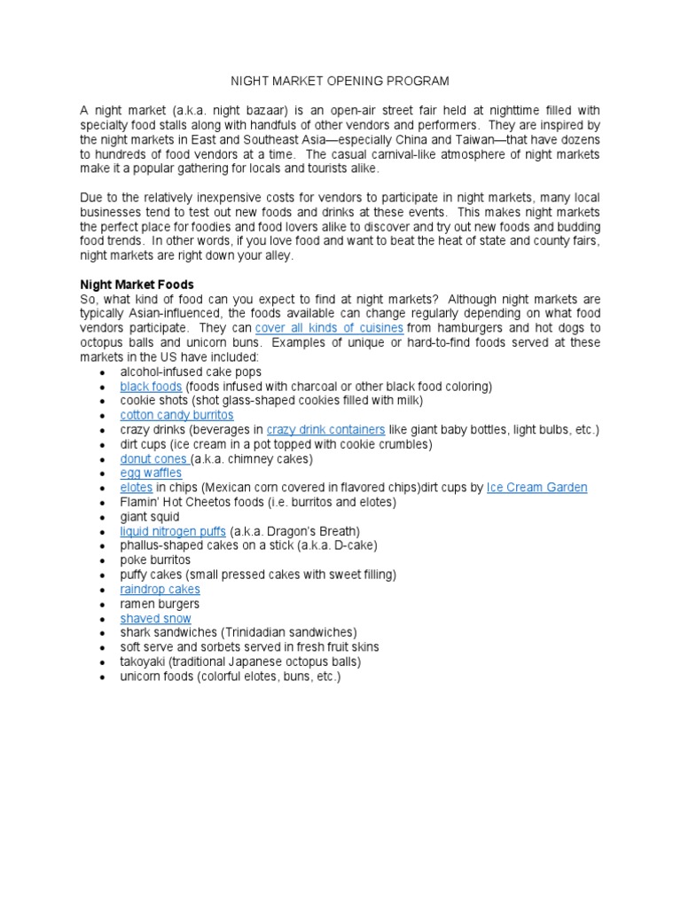 Night Market Opening Program | PDF