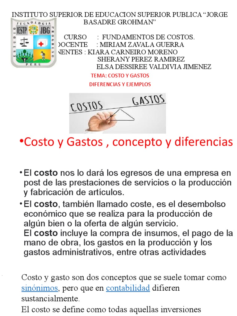 Diferencia de Costo y Gasto | PDF | Costo | Gastos
