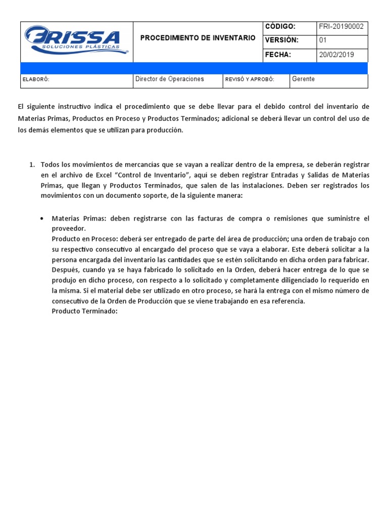 Procedimiento de Inventario | PDF