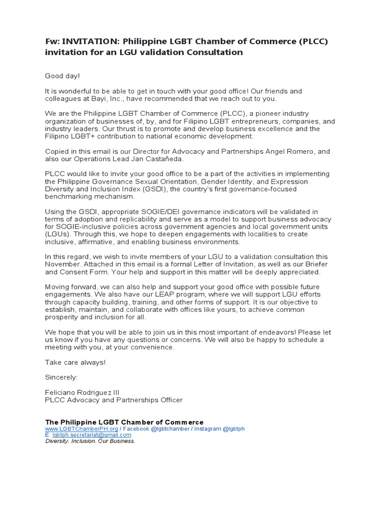 LGBTQ Invitation For Validation Consultation | PDF